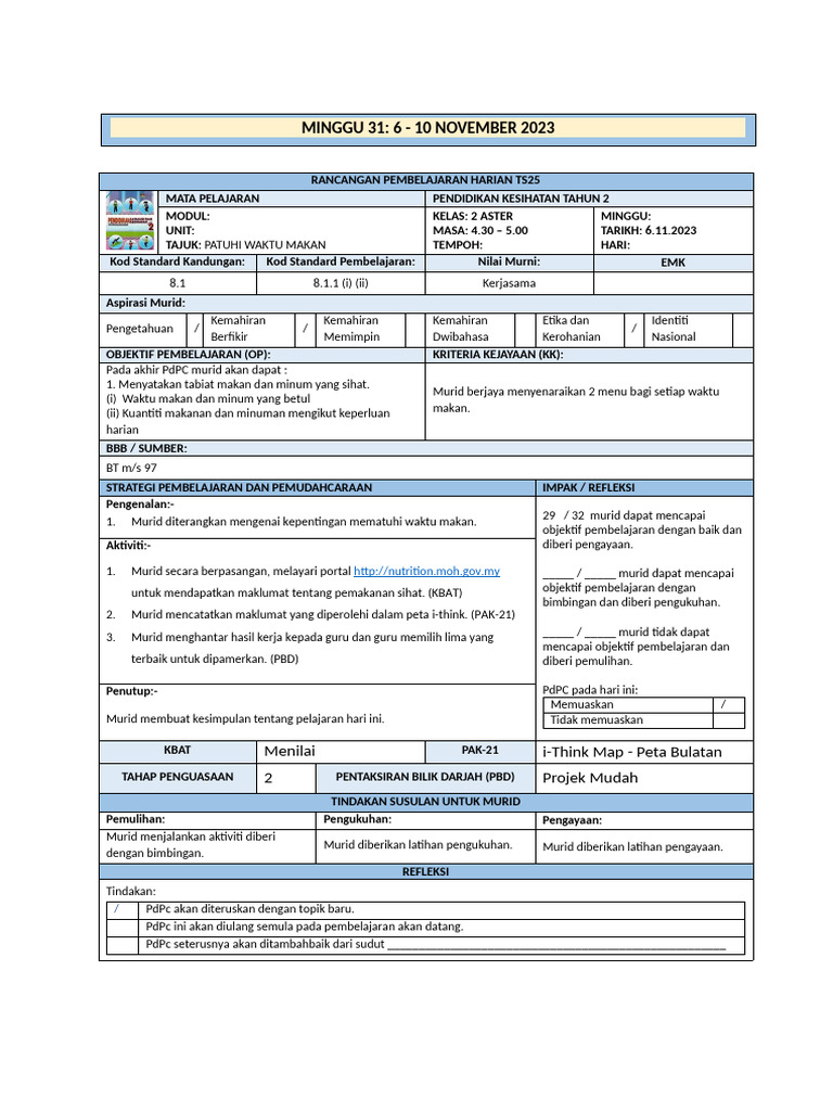 RPH Minggu 31 (6 - 10 November 2023) | PDF