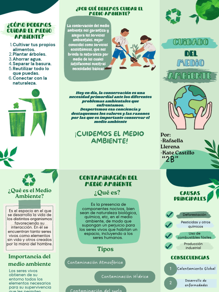 Triptico Cuidado Del Medio Ambiente Ept | PDF