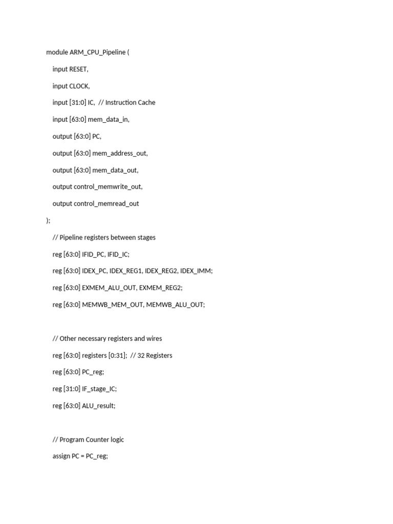 ARM CPU Pipeline Module Design | PDF | Computing | Computers