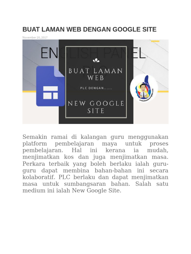 Buat Laman Web Dengan Google Site | PDF