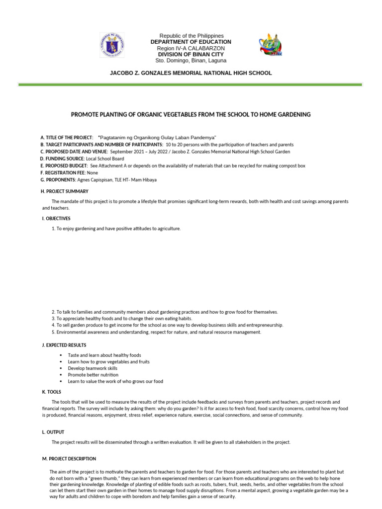 GPP Project Proposal GPP Proposed Action Plan Agnes Capispisan | PDF