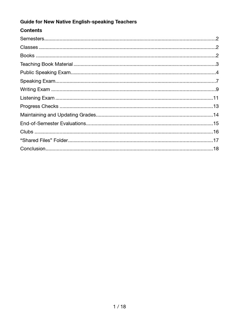 Native English Teacher's Guide | PDF | Teachers | Rubric (Academic)