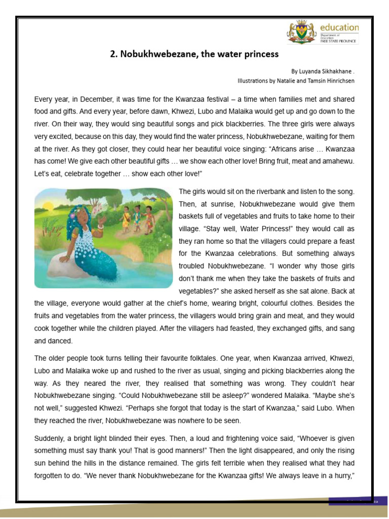 Nobukhwebezane, The Water Princess | PDF