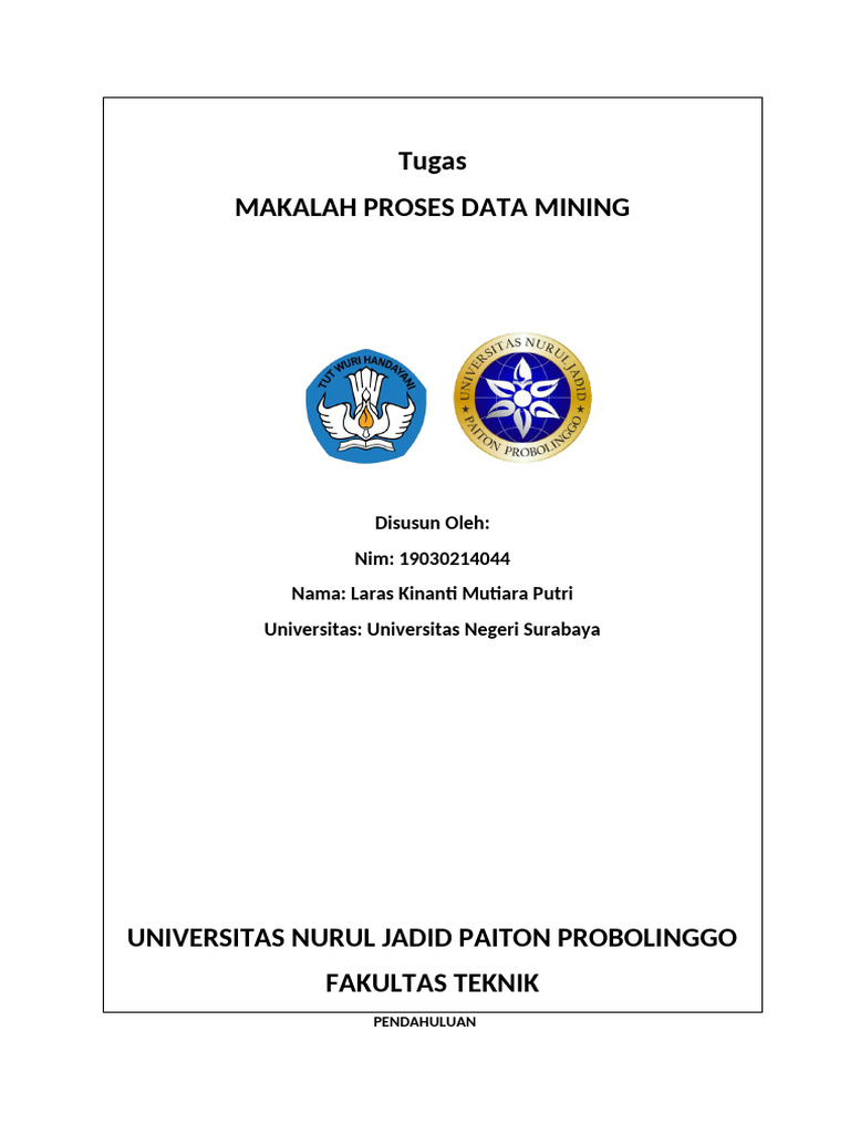 Proses Data Mining - Laras Kinanti Mutiara Putri - Universitas Negeri Surabaya | PDF