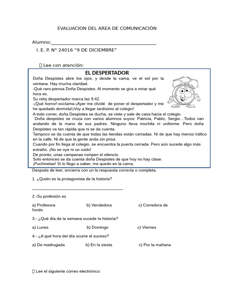 Evaluacion De Comunicacion Pdf