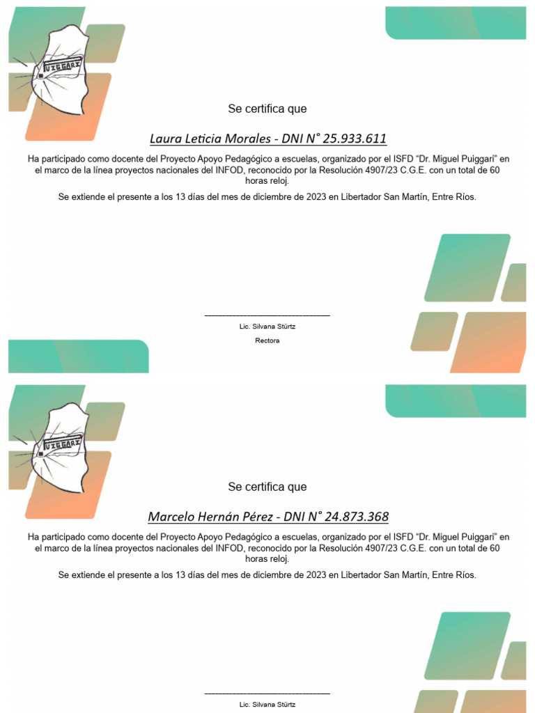 Certificados INFOD | PDF