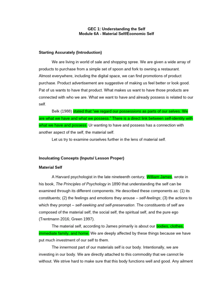 Handouts GEC 1 Module 6 | PDF