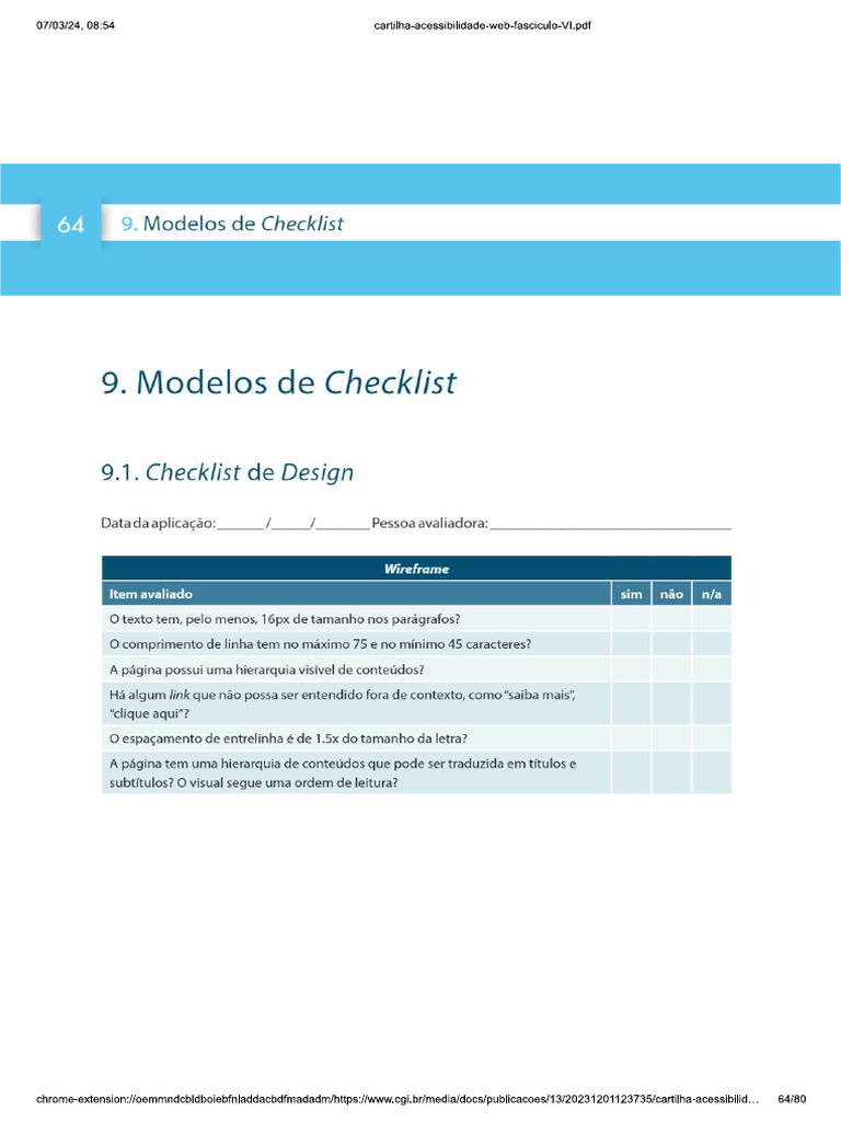 4-Checklist Avaliaçao Manual Acessibilidade | PDF