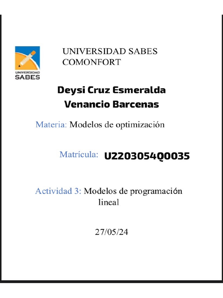 Actividad 3.modelos de Programación Lineal | PDF
