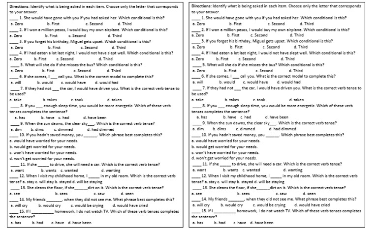 Conditionals Quiz | PDF