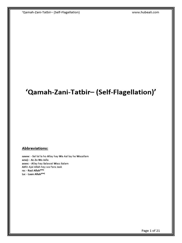 Self Flagellation Pdf