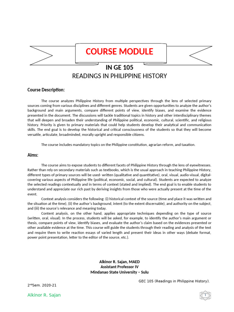 Module GEC 105 | PDF