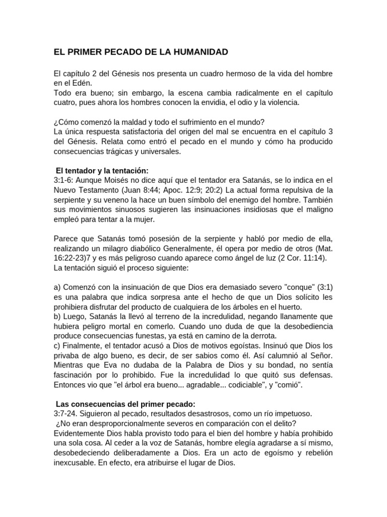 El Primer Pecado de La Humanidad | PDF