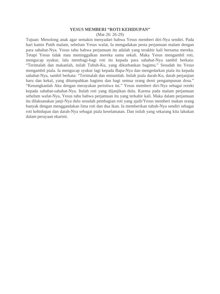 Yesus Memberi Roti Kehidupan | PDF