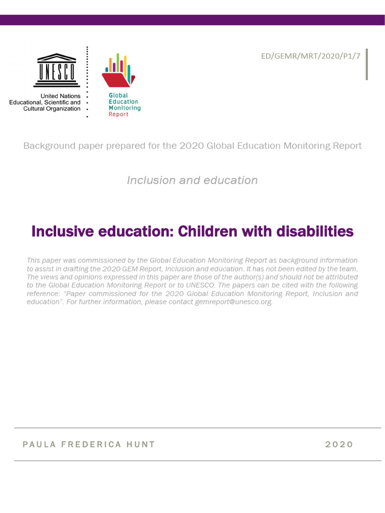 Inclusive Education Children With Disabilities | PDF