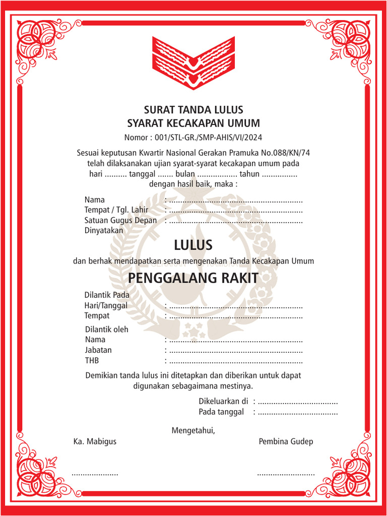 Sertifikat Penggalang Rakit | PDF