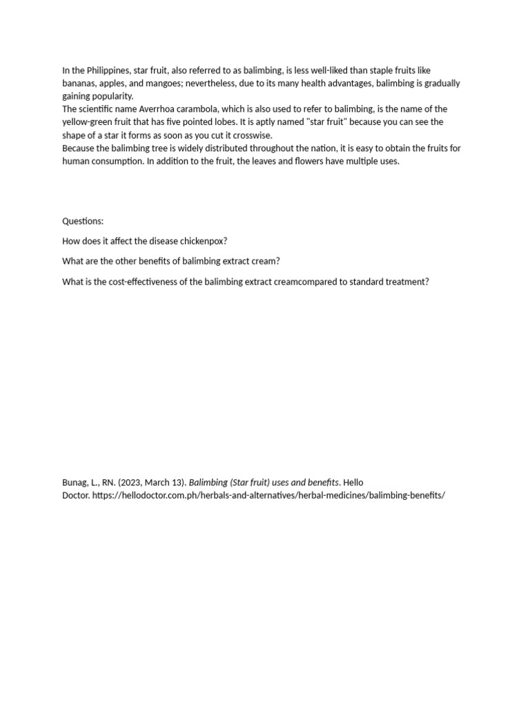 Balimbing Extract | PDF