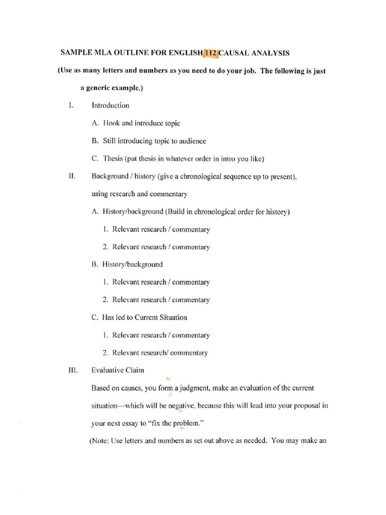 Sample Mla Outline | PDF
