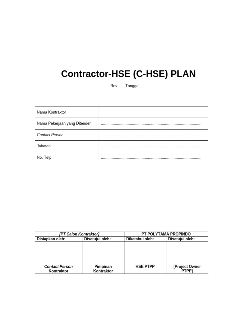 Lamp.c HSE Plan Template Rev3.0 | PDF