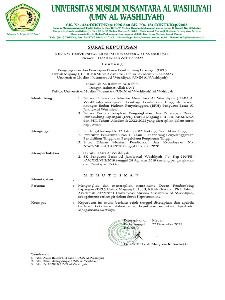 SK DPL Gabung Magang - KKM - Kka & PKL 2022 | PDF