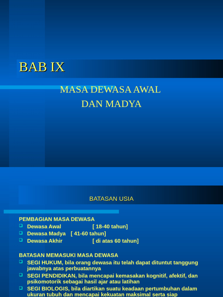 Perkembangan Masa Dewasa | PDF