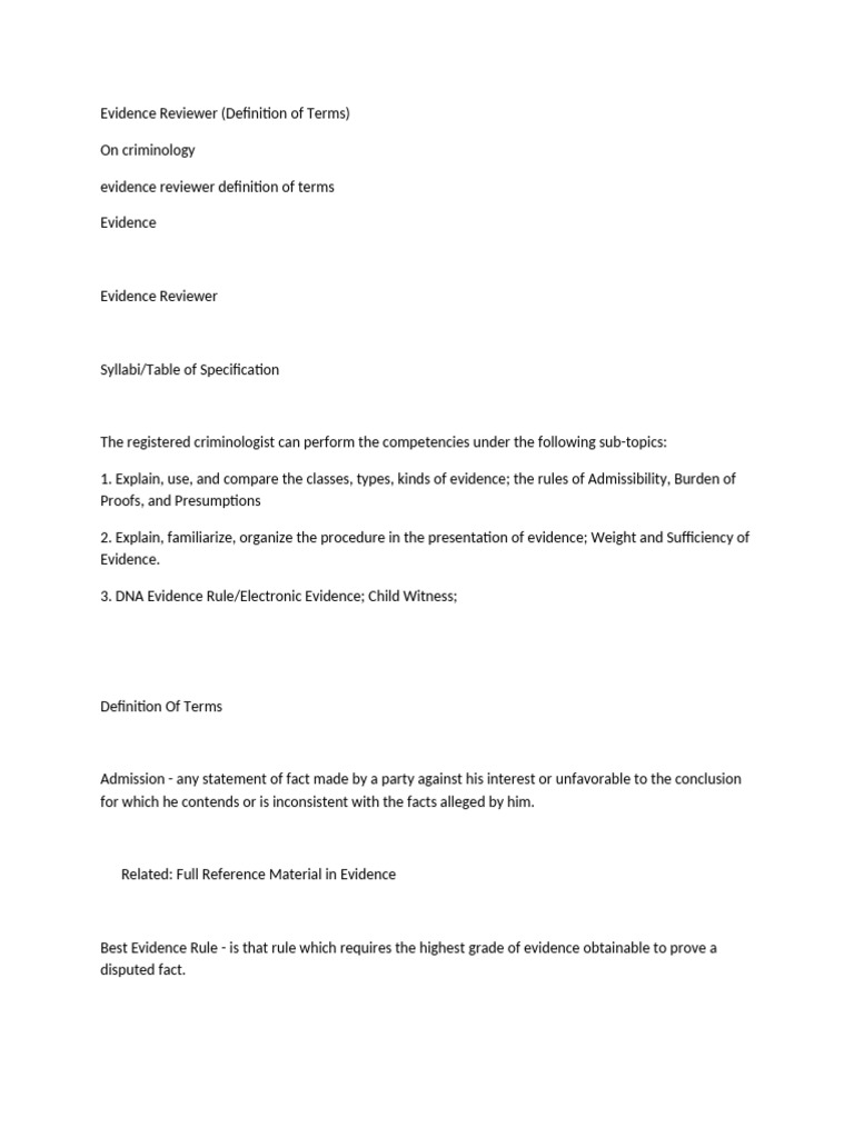 Evidence Review | PDF