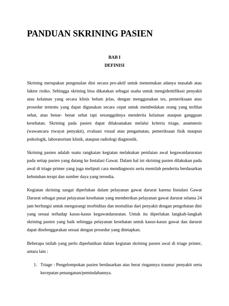 Panduan Skrining Pasien New | PDF