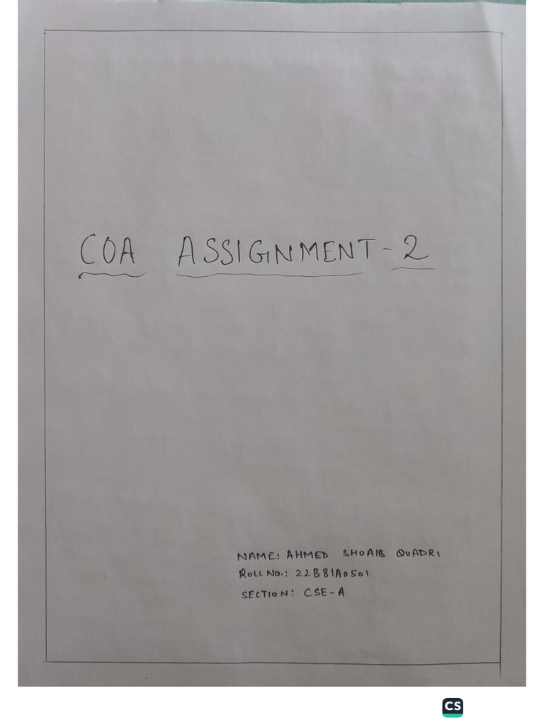 COA Assignment 2 | PDF