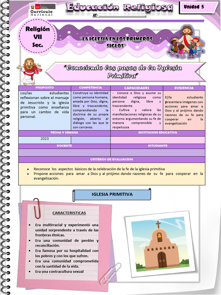 Ficha de Actividad Religion Vii-Semana 4 Uni 4 | PDF