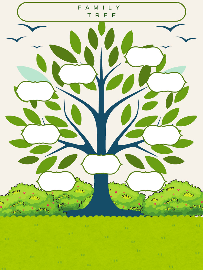 Beige Green Cute Illustrated Photo Family Tree Poster - 20240818 ...