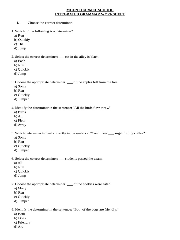 Integrated Grammar Worksheet Grade 7,8 | PDF | Sentence (Linguistics) | Linguistics