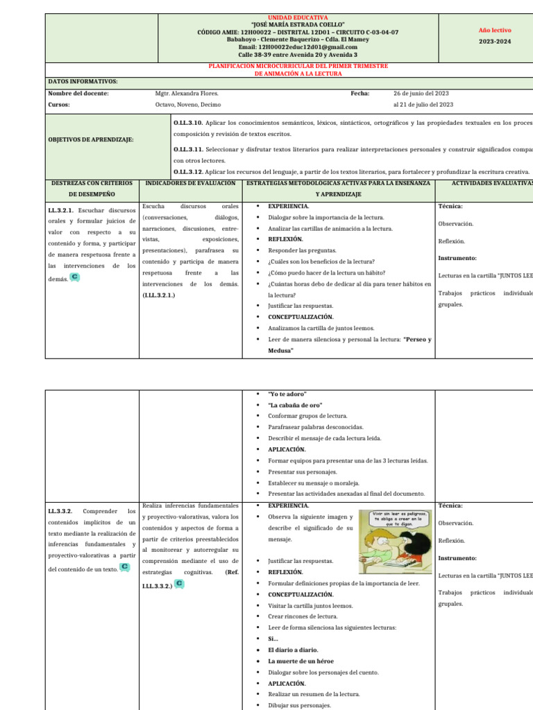 Planificacion Decimo Pdf