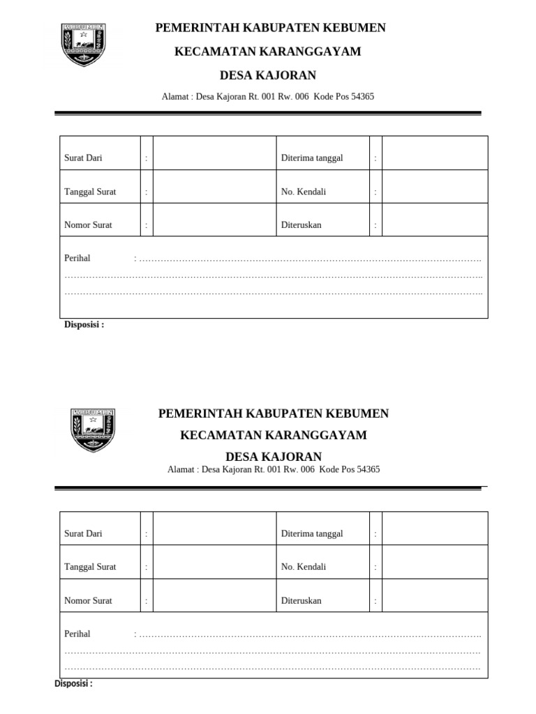 Form Serah terima Surat | PDF