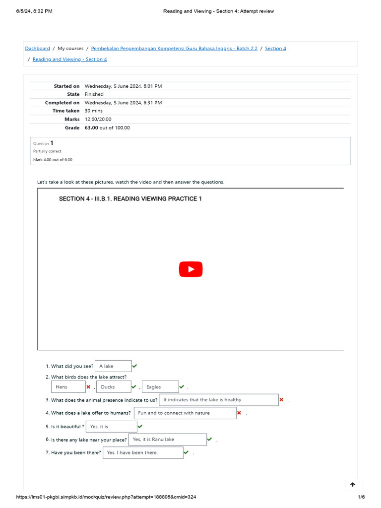 Reading and Viewing - Section 4 - Attempt Review | PDF