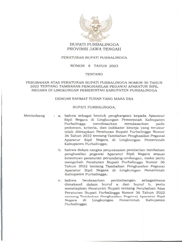 Perbup No 8 TH 2023 Ocr 2 | PDF