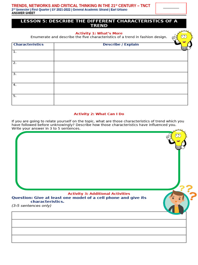 Lesson 5 Answer Sheet Pdf