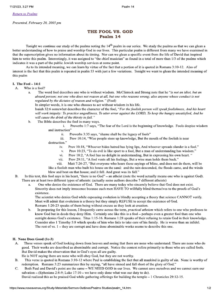 14 The Fool vs. God | PDF