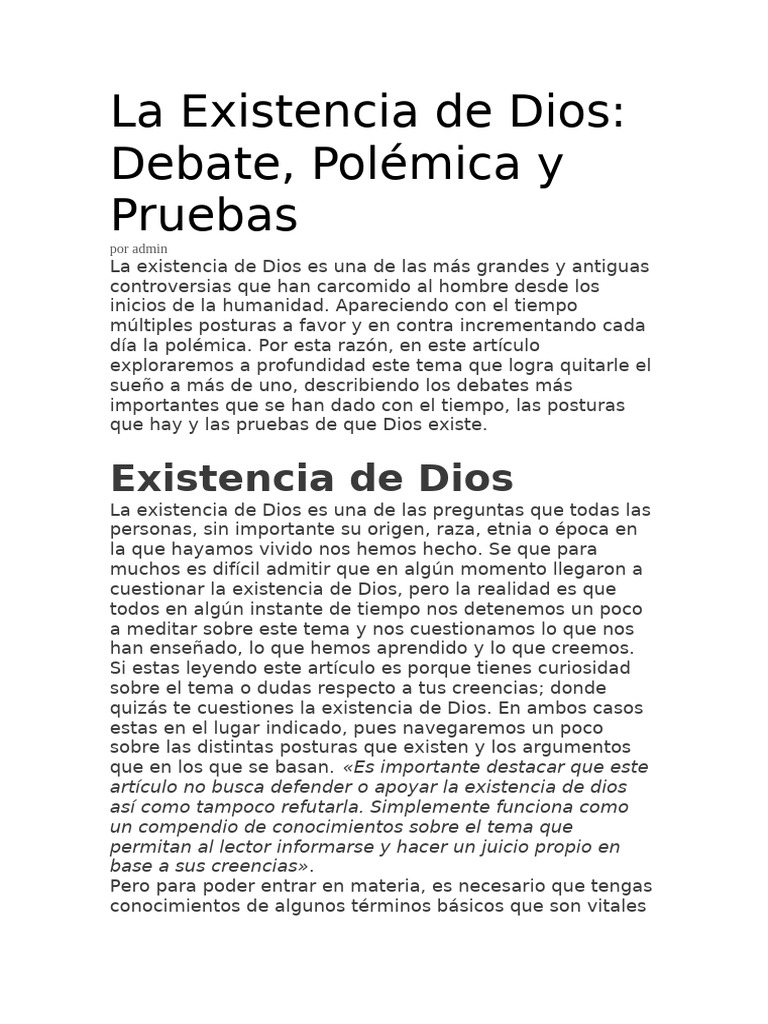La Existencia de Dios | PDF