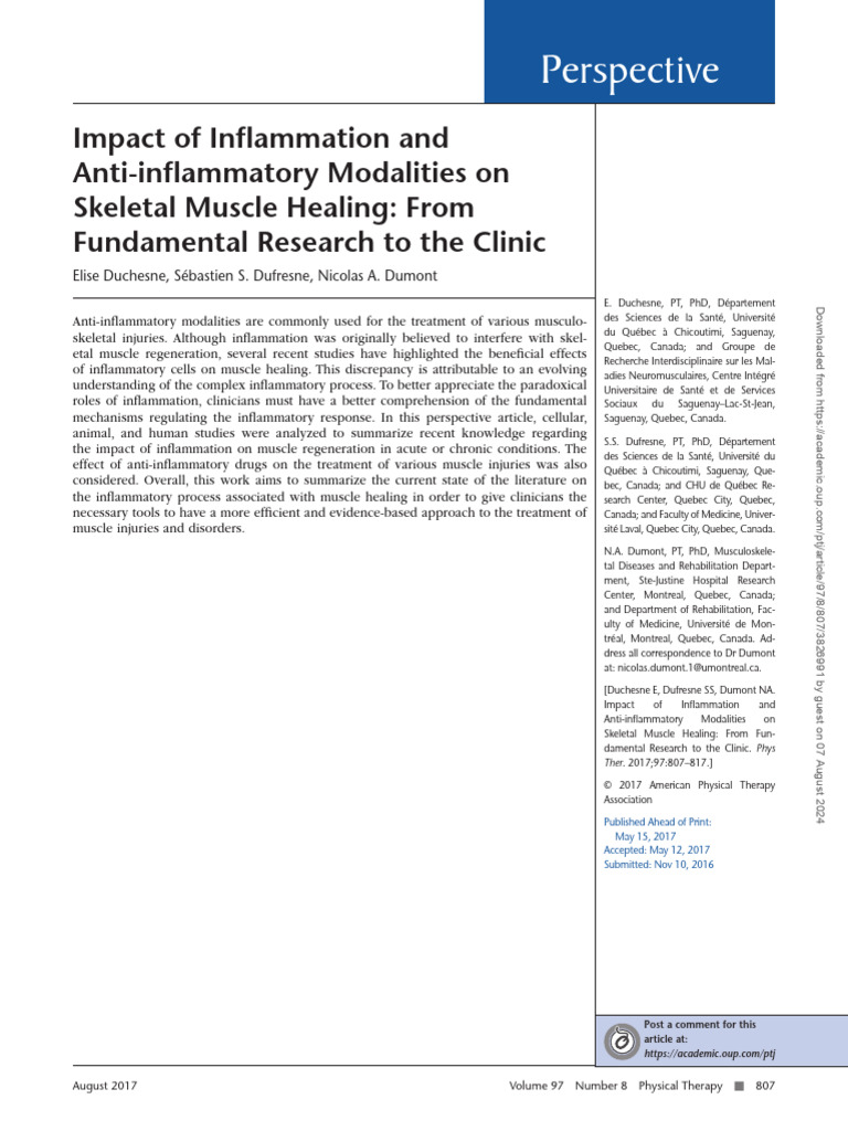 Impact of Inflammation and Anti-Inflammatory Modalities On Skeletal ...