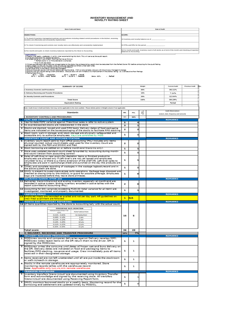 DCC and Glocal Audit Form | PDF