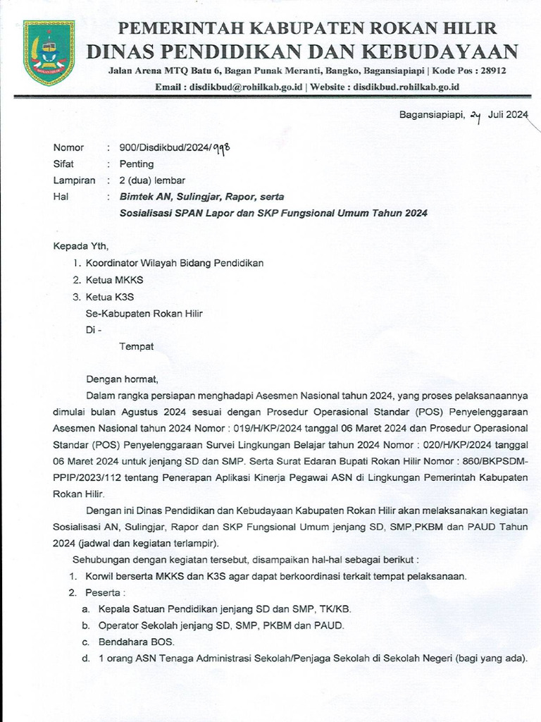 Surat Bimtek An 2024 | PDF