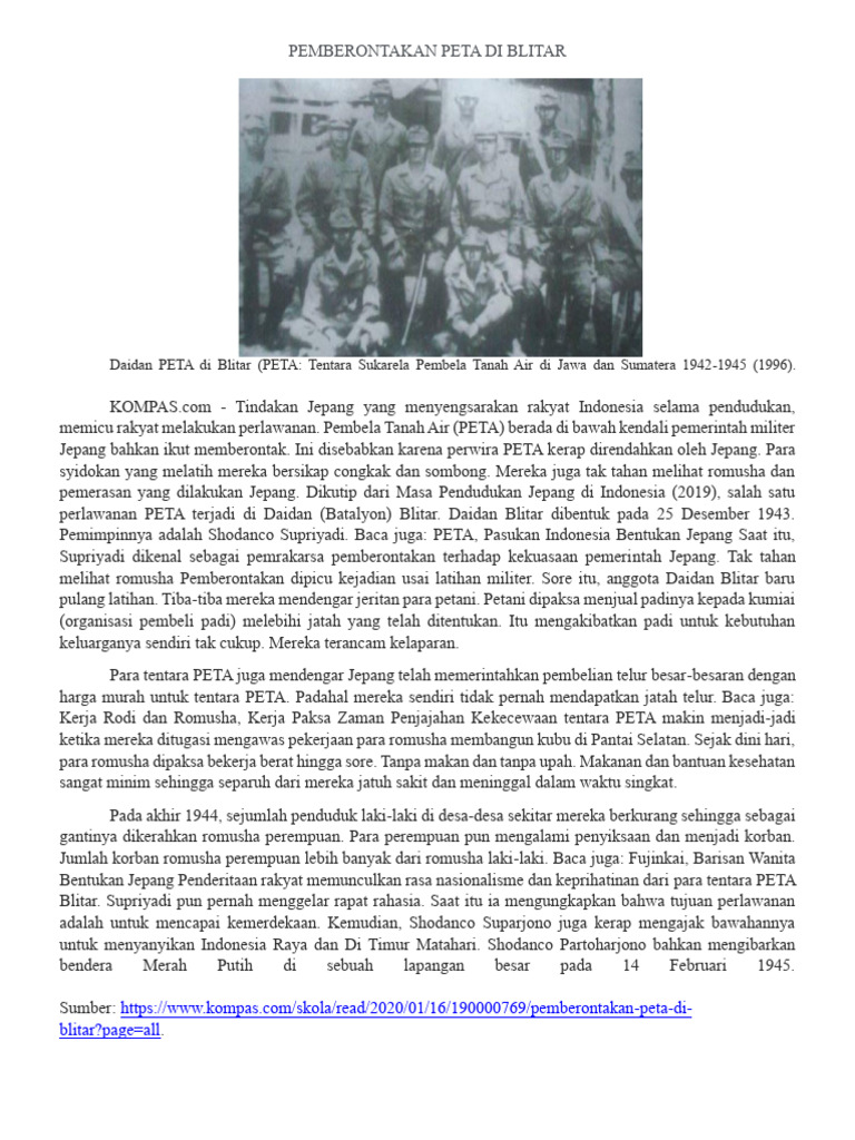 Pemberontakan Peta Di Blitar | PDF