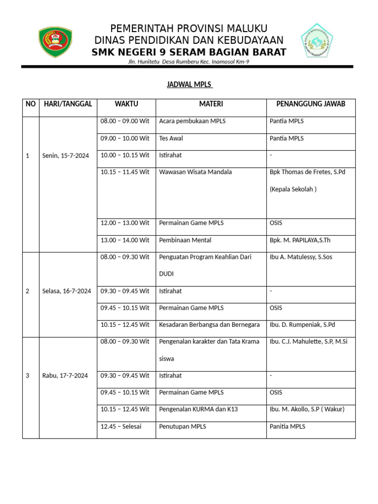 Jadwal MPLS | PDF