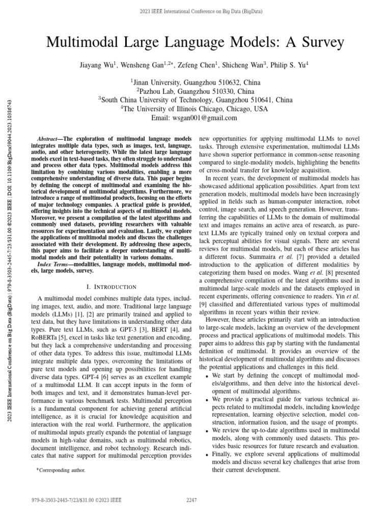 Multimodal Large Language Models A Survey | PDF