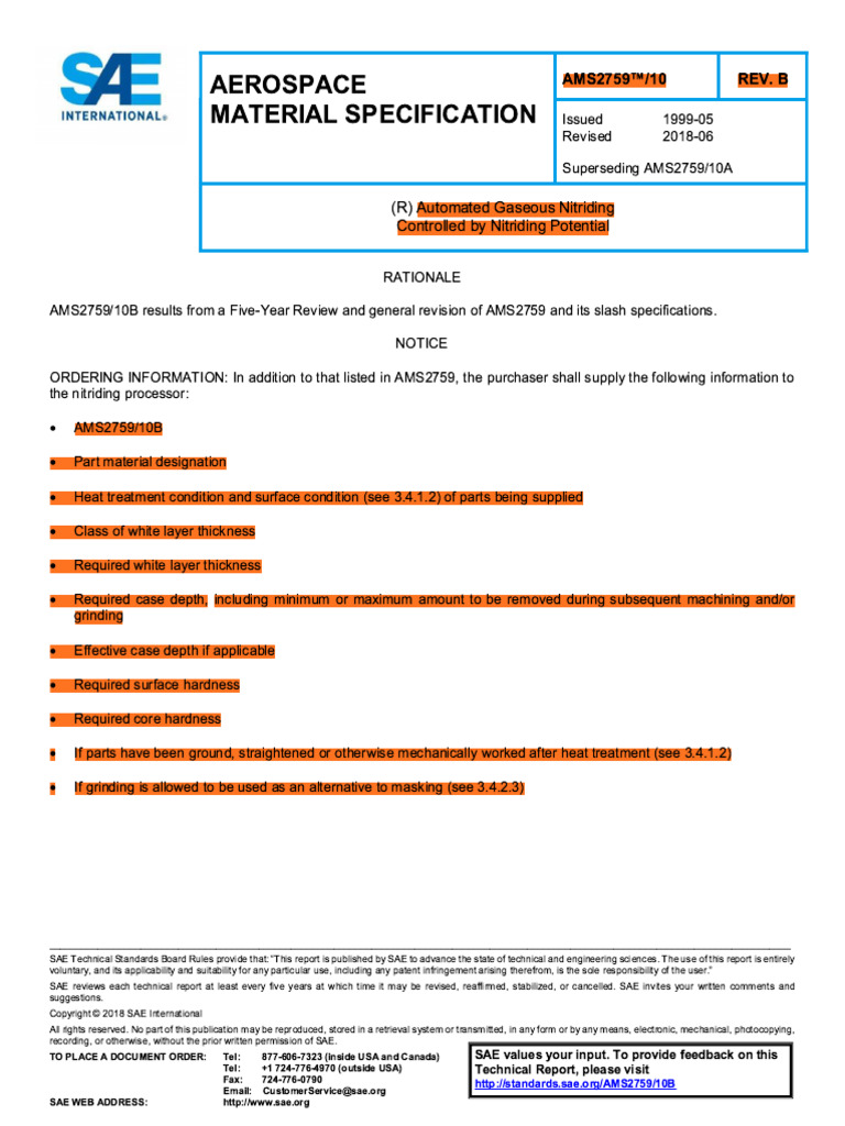 AMS 2759 - 10 - Rev B - Gas Nitriding Controlled by Nitriding Potential. | PDF