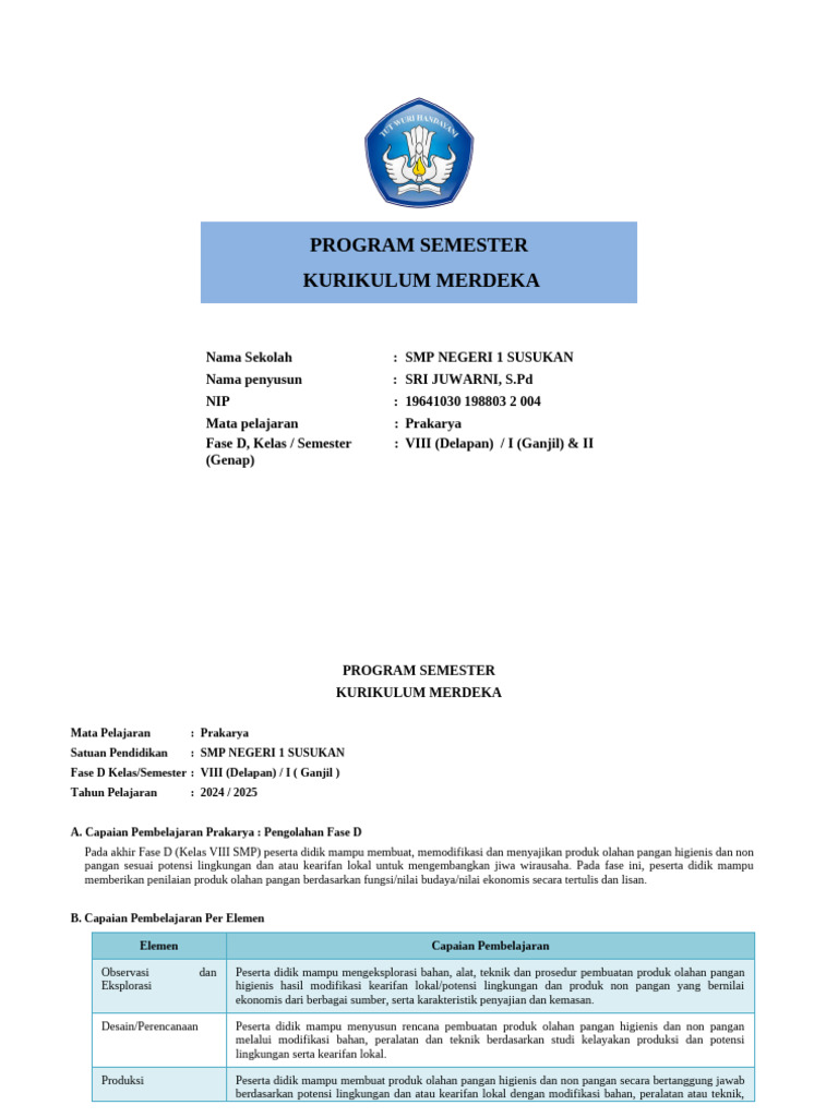 PROMES Kurikulum Merdeka | PDF