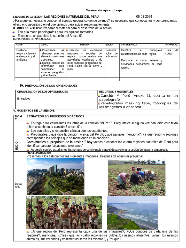 Las 4 Regiones Naturales Del Perú 06-08 | PDF | Andes | Ciencia y ...