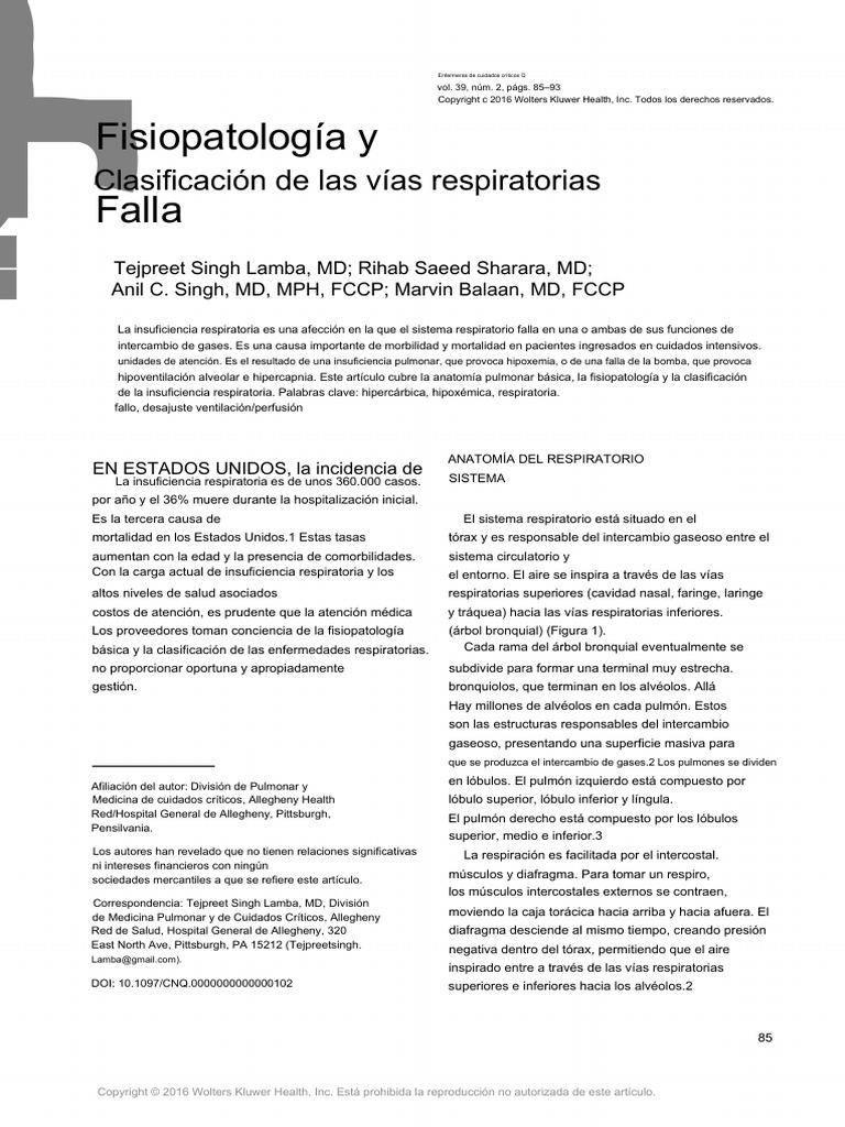 Pathophysiology and Classification of Respiratory.2 | PDF