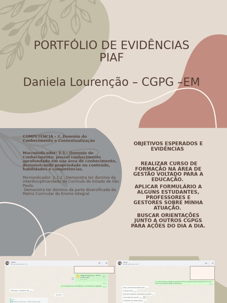 Evidências Piaf Dani 2024 | PDF