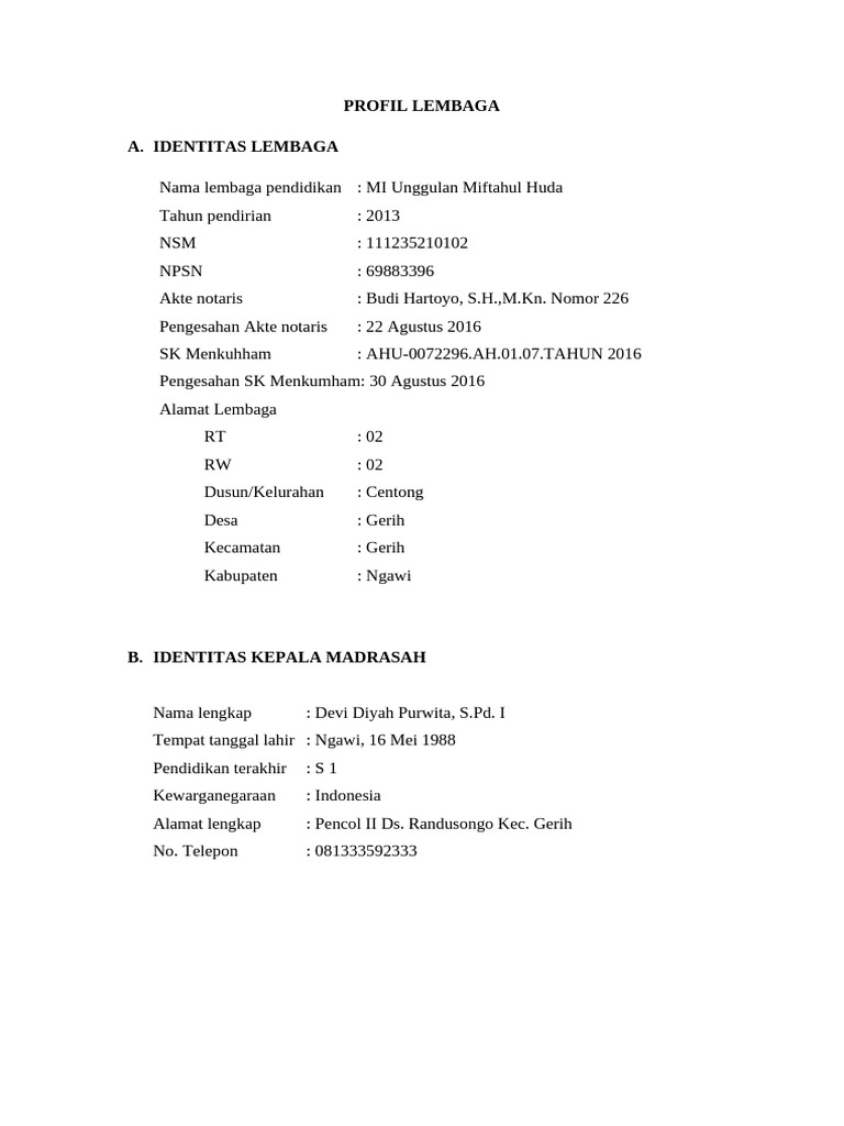 Profil Lembaga | PDF